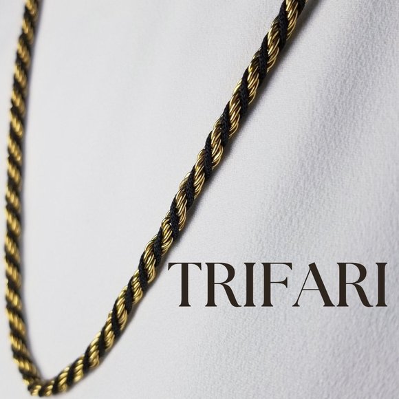 Trifari | Jewelry | Genuine Trifari Ropestyle Gold And Black Necklace ...